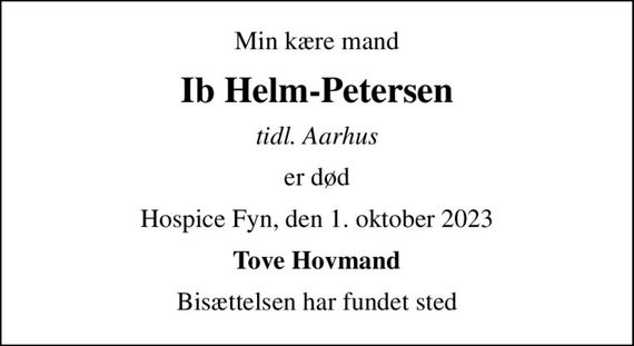 Ib Mogens Helm-Petersen | Dødsannoncer i Danmark