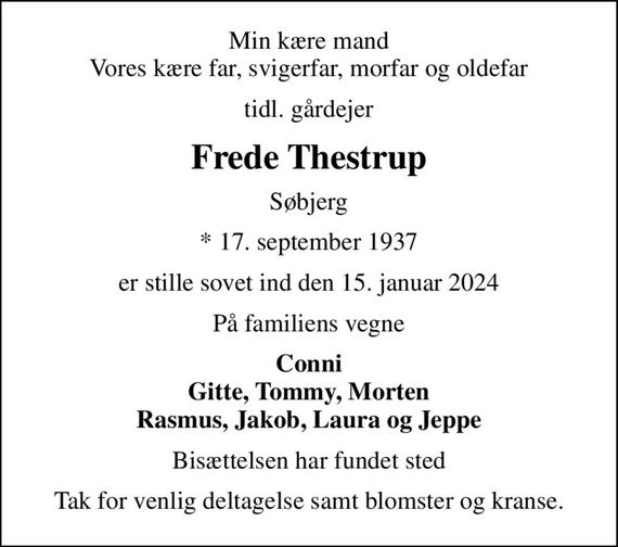 Frede Thestrup | Dødsannoncer i Danmark