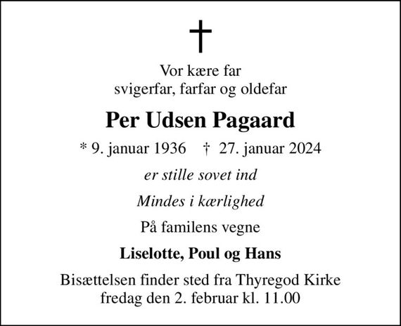 Per Udsen Pagaard | Dødsannoncer i Danmark