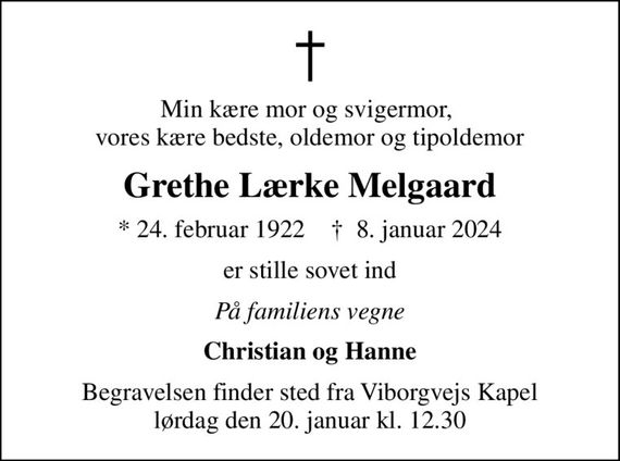 Grethe Lærke Melgaard | Dødsannoncer i Danmark