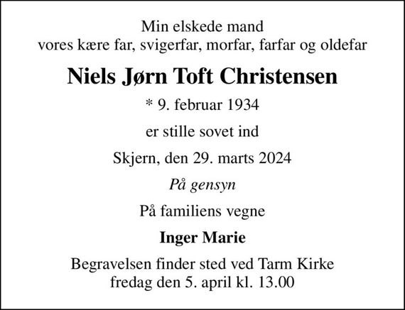 Niels Jørn Toft Christensen | Dødsannoncer i Danmark