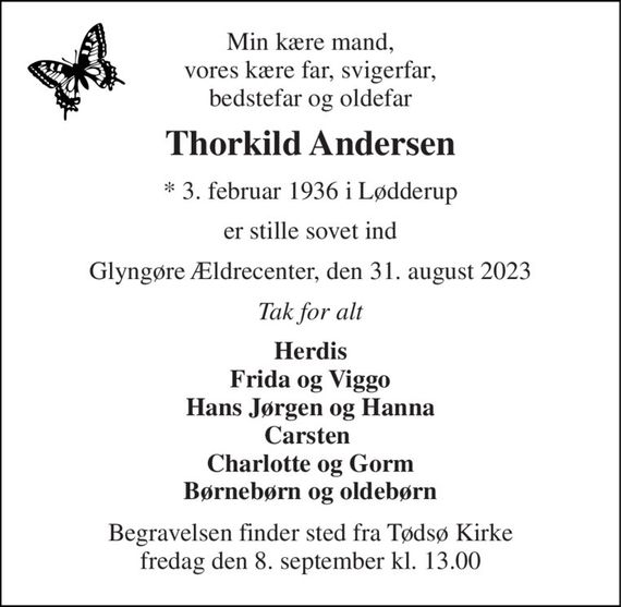 Thorkild Andersen | Dødsannoncer i Danmark