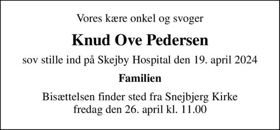 Knud Ove Pedersen | Dødsannoncer i Danmark