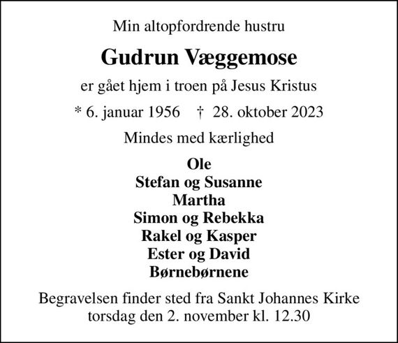 Gudrun Væggemose | Dødsannoncer i Danmark