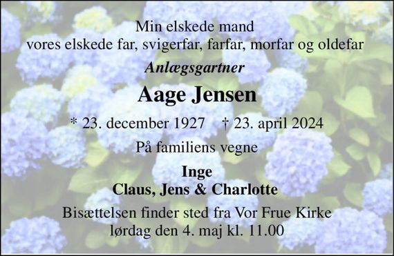 Aage B. Jensen | Dødsannoncer i Danmark