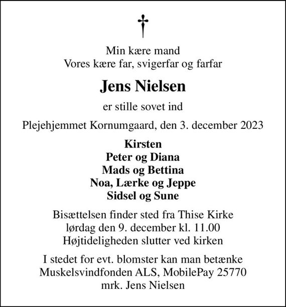 Jens Nielsen | Dødsannoncer i Danmark