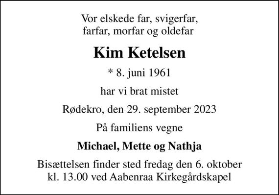 Kim Ketelsen | Dødsannoncer i Danmark