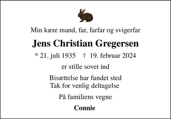 Jens Christian Gregersen | Dødsannoncer i Danmark