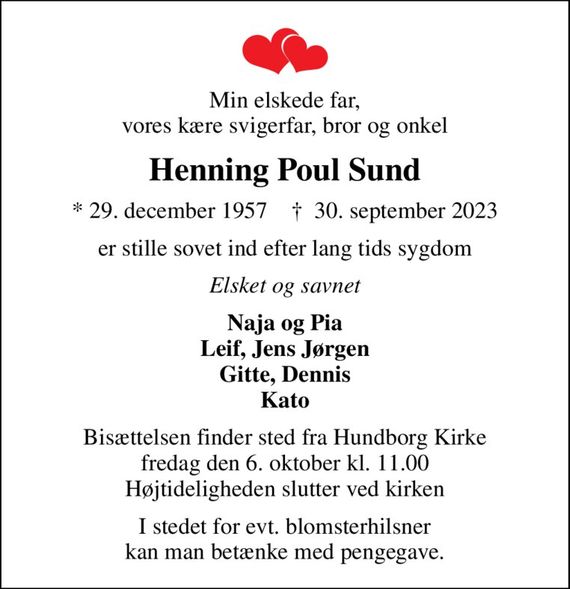 Henning Poul Sund | Dødsannoncer i Danmark