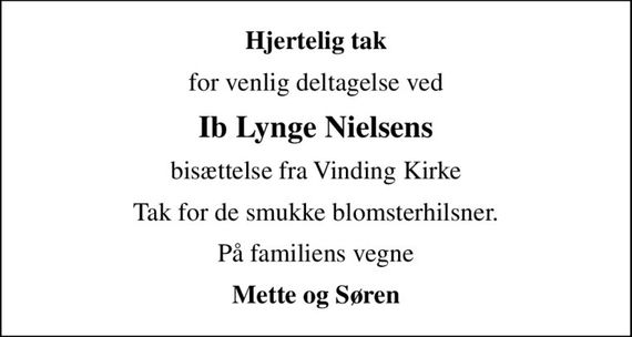 Ib Lynge Nielsen | Dødsannoncer i Danmark