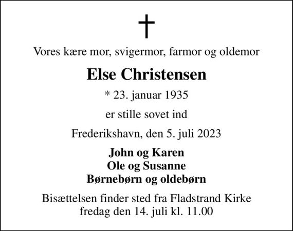 Else Christensen | Dødsannoncer i Danmark