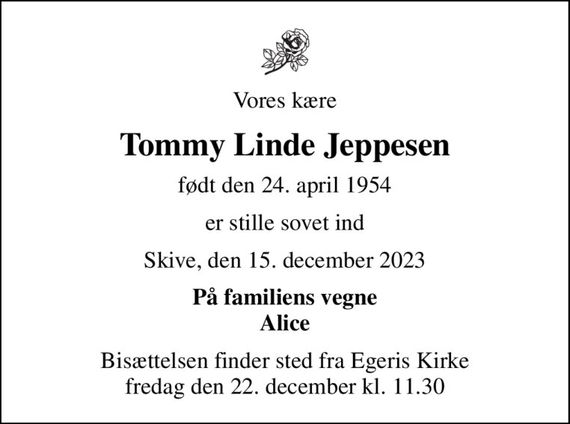 Tommy Linde Jeppesen | Dødsannoncer i Danmark