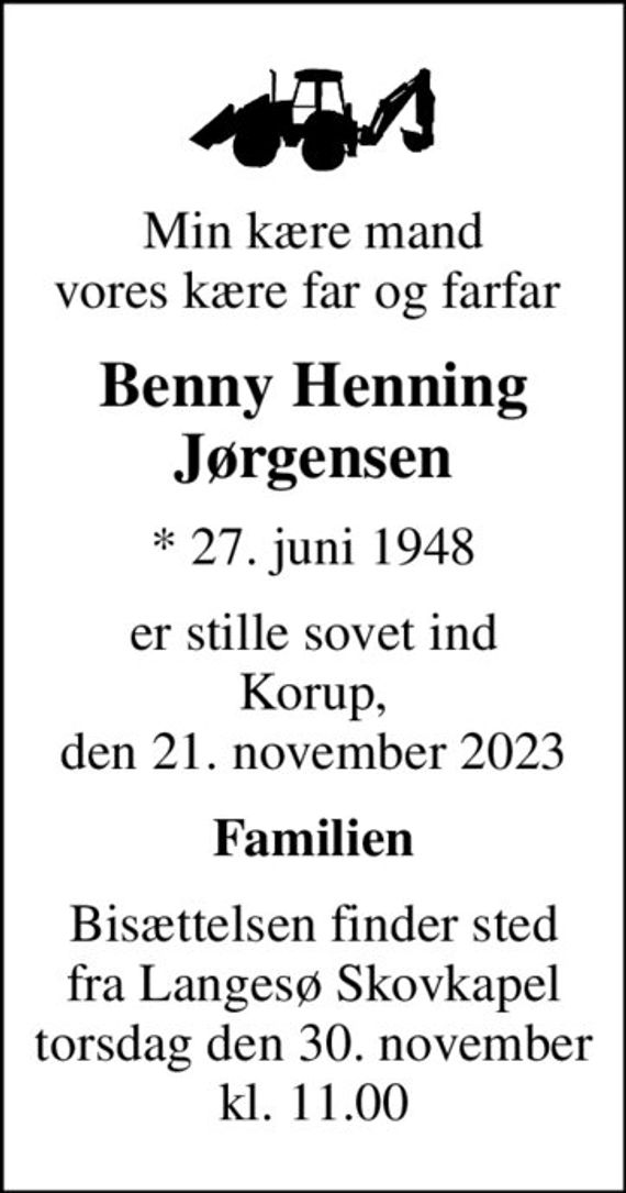 Benny Henning Jørgensen | Dødsannoncer i Danmark