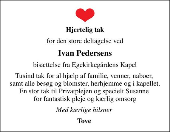 Ivan Pedersen | Dødsannoncer i Danmark