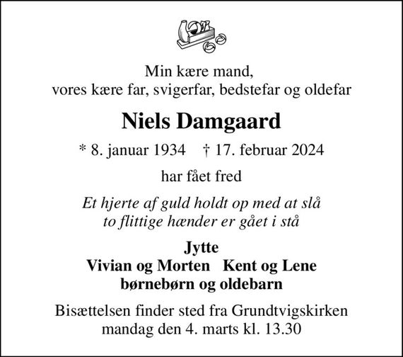 Niels Damgaard | Dødsannoncer i Danmark