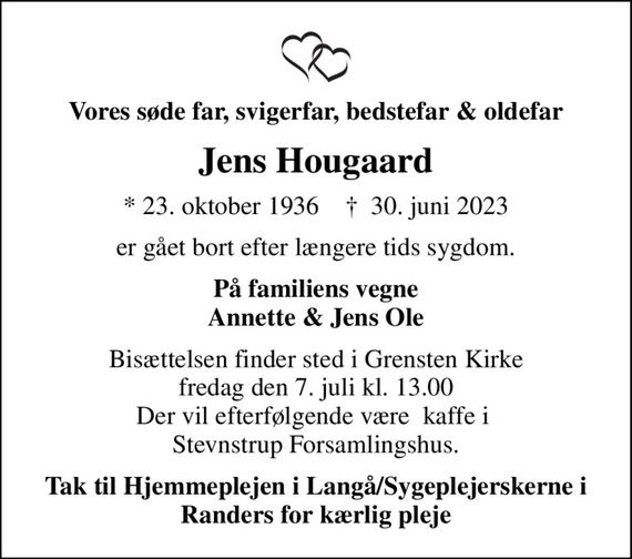 Jens Hougaard | Dødsannoncer i Danmark