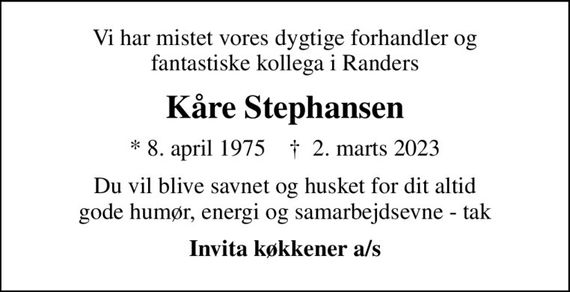 Kåre Stephansen | Dødsannoncer i Danmark