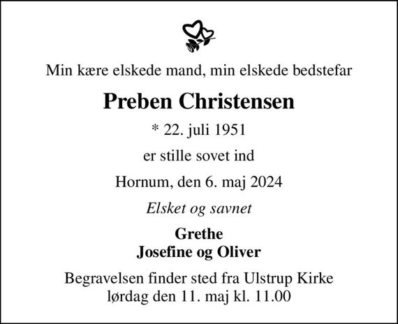 Preben Christensen | Dødsannoncer i Danmark