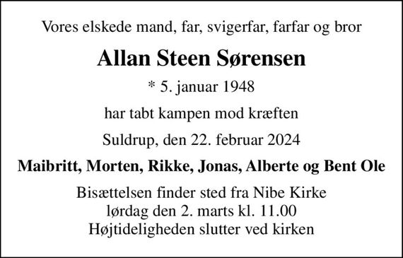 Allan Steen Sørensen | Dødsannoncer i Danmark
