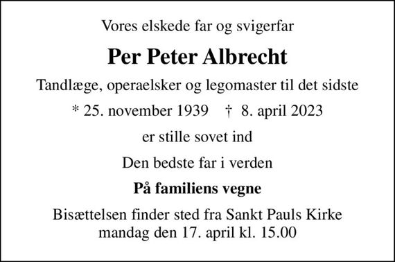 Per Peter Albrecht | Dødsannoncer i Danmark