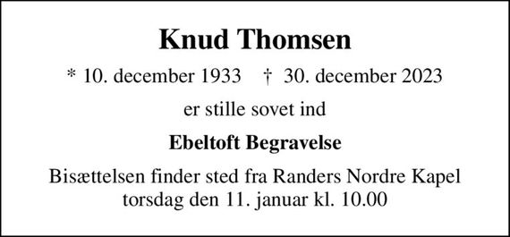 Knud Thomsen | Dødsannoncer i Danmark