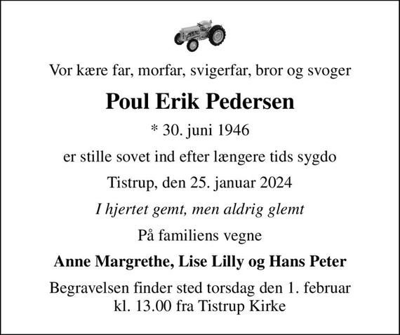 Poul Erik Pedersen | Dødsannoncer i Danmark