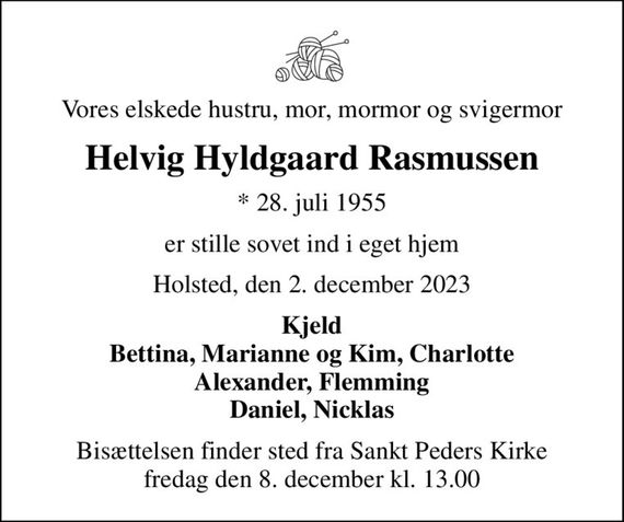 Helvig Hyldgaard Rasmussen | Dødsannoncer i Danmark