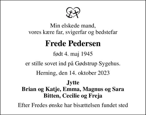 Frede Pedersen | Dødsannoncer i Danmark