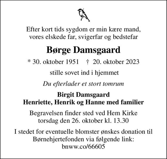 Børge Damsgaard | Dødsannoncer i Danmark