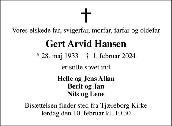 Gert Arvid Hansen | Dødsannoncer i Danmark